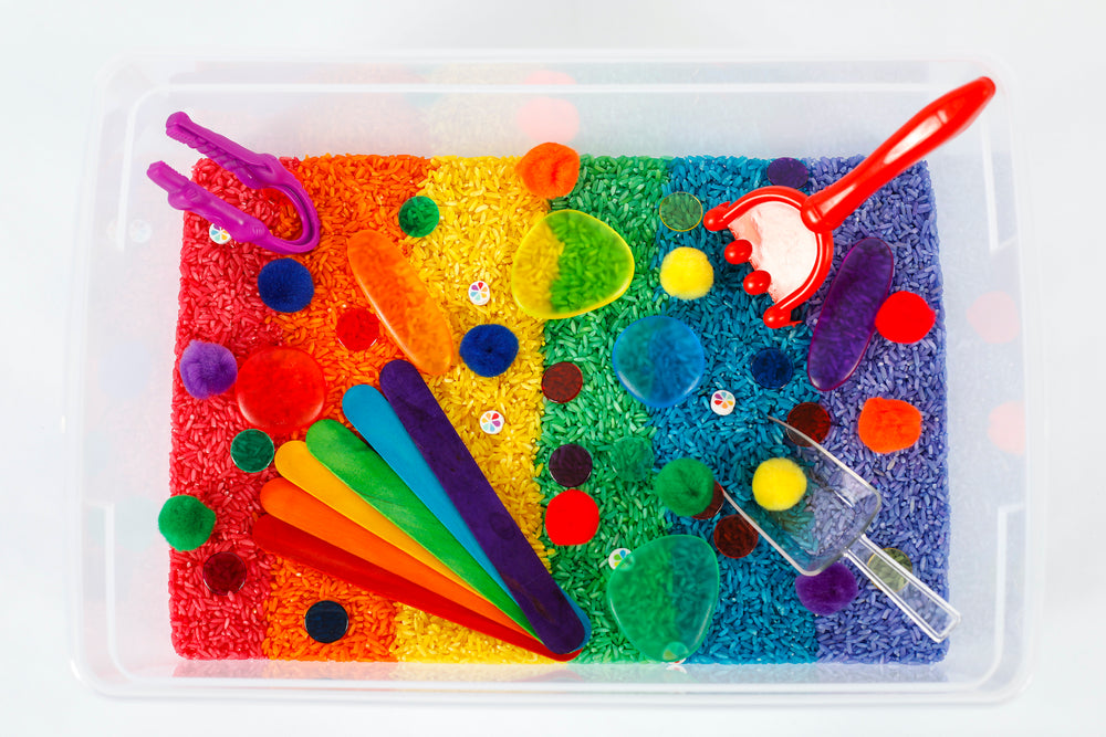 Rainbow Sensory Bin – Messy Play Kits